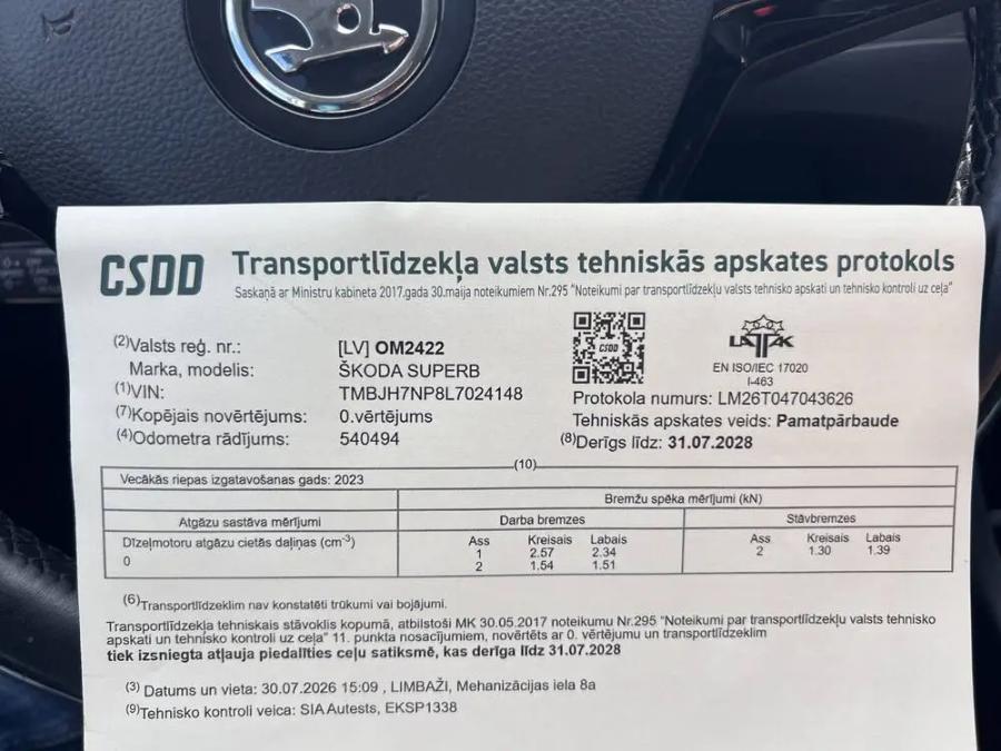 Шкода Суперб 2019 в Рига, объемом двигателя 2.00 л и пробегом 540 тыс. км за 9950 €, фото 32 на AUTOMOTO.COM.LV
