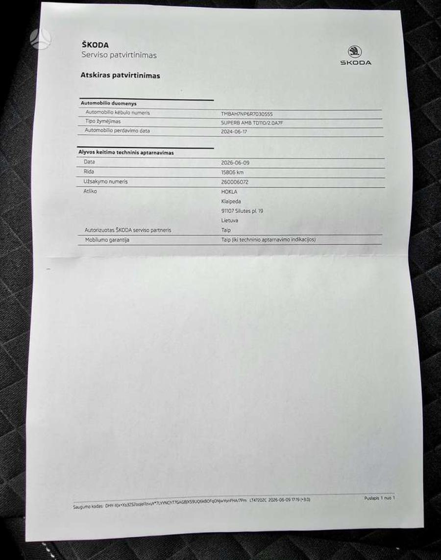 Balts Skoda SuperB 2024 Tauragė, ar dzinēja tilpumu 2.00 L un nobraukumu 21 tūkst. km par 22500 €, foto 38 vietnē AUTOMOTO.COM.LV