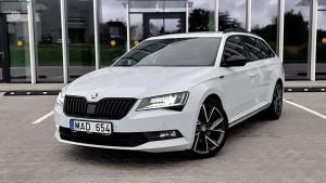 White Skoda SuperB 2019 in Vilnius, with an engine capacity of 1.97 L and mileage of 323 thousand km for 12500 €, photo  on AUTOMOTO.COM.LV