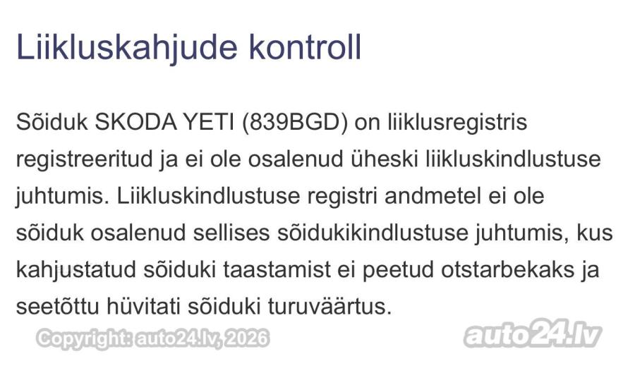 Smilšu krāsa Skoda Yeti 2012 Tartu, ar dzinēja tilpumu 1.20 L un nobraukumu 196 tūkst. km par 3499 €, foto 25 vietnē AUTOMOTO.COM.LV