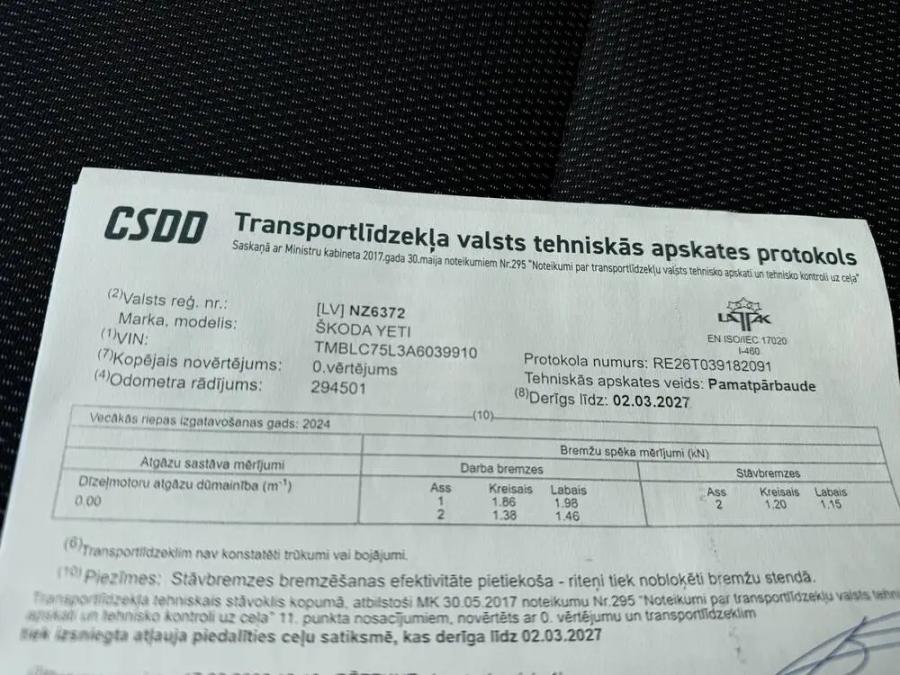 Blue Skoda Yeti 2010 in Daugavpils, with an engine capacity of 2.00 L and mileage of 298 thousand km for 4950 €, photo 29 on AUTOMOTO.COM.LV