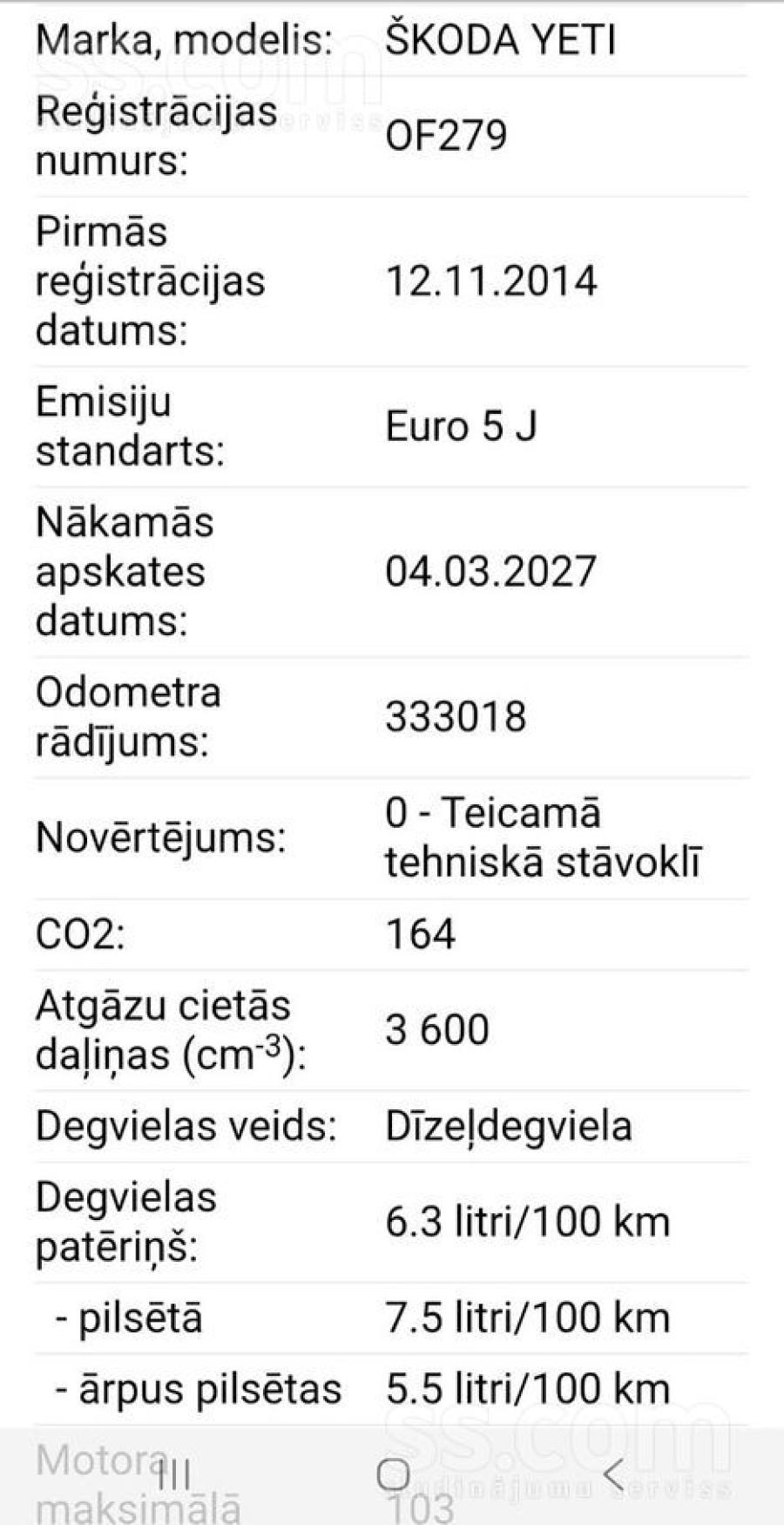 Zaļš Skoda Yeti 2014 Talsi, ar dzinēja tilpumu 2.00 L un nobraukumu 340 tūkst. km par 6900 €, foto 12 vietnē AUTOMOTO.COM.LV