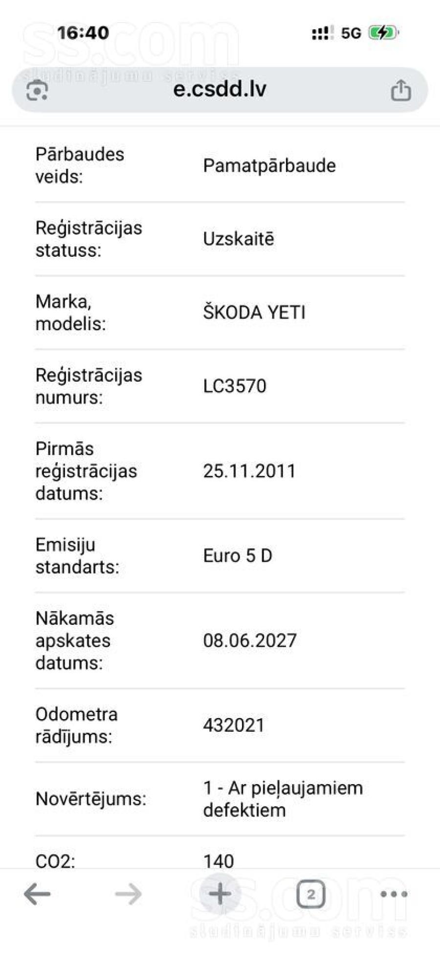 Grey Skoda Yeti 2011 in Aizkraukle, with an engine capacity of 2.00 L and mileage of 420 thousand km for 2970 €, photo 17 on AUTOMOTO.COM.LV
