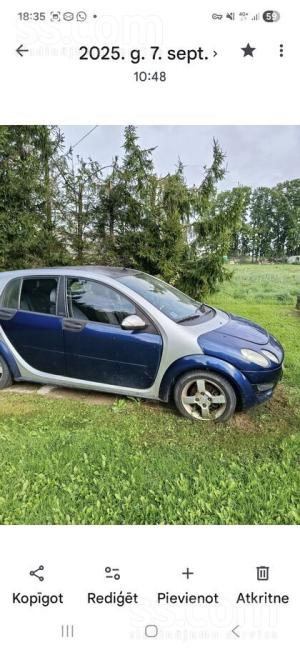 Blue Smart Forfour 2005 in Dobele, with an engine capacity of 1.50 L and mileage of 18 thousand km for 700 €, photo 1 on AUTOMOTO.COM.LV