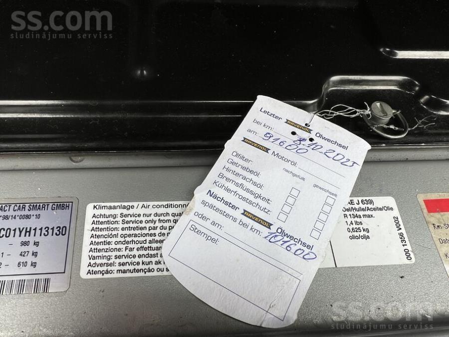 Grey Smart Fortwo 2001 in Riga, with an engine capacity of 0.60 L and mileage of 94 thousand km for 1600 €, photo 9 on AUTOMOTO.COM.LV