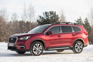Sarkans Subaru Ascent 2020 Klaipėda, ar dzinēja tilpumu 2.40 L un nobraukumu 59 tūkst. km par 26500 €, foto  vietnē AUTOMOTO.COM.LV