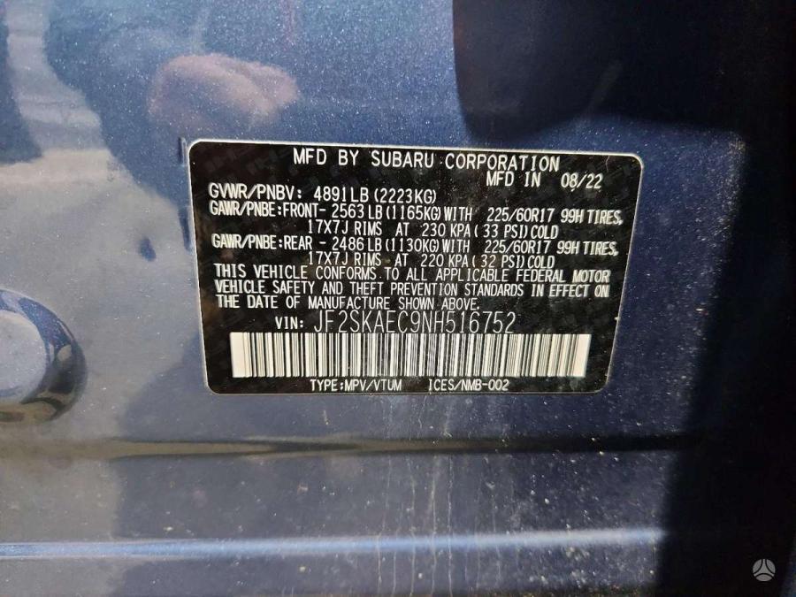 Zils Subaru Forester 2022 Klaipėda, ar dzinēja tilpumu 2.50 L un nobraukumu 20 tūkst. km par 4999 €, foto 14 vietnē AUTOMOTO.COM.LV