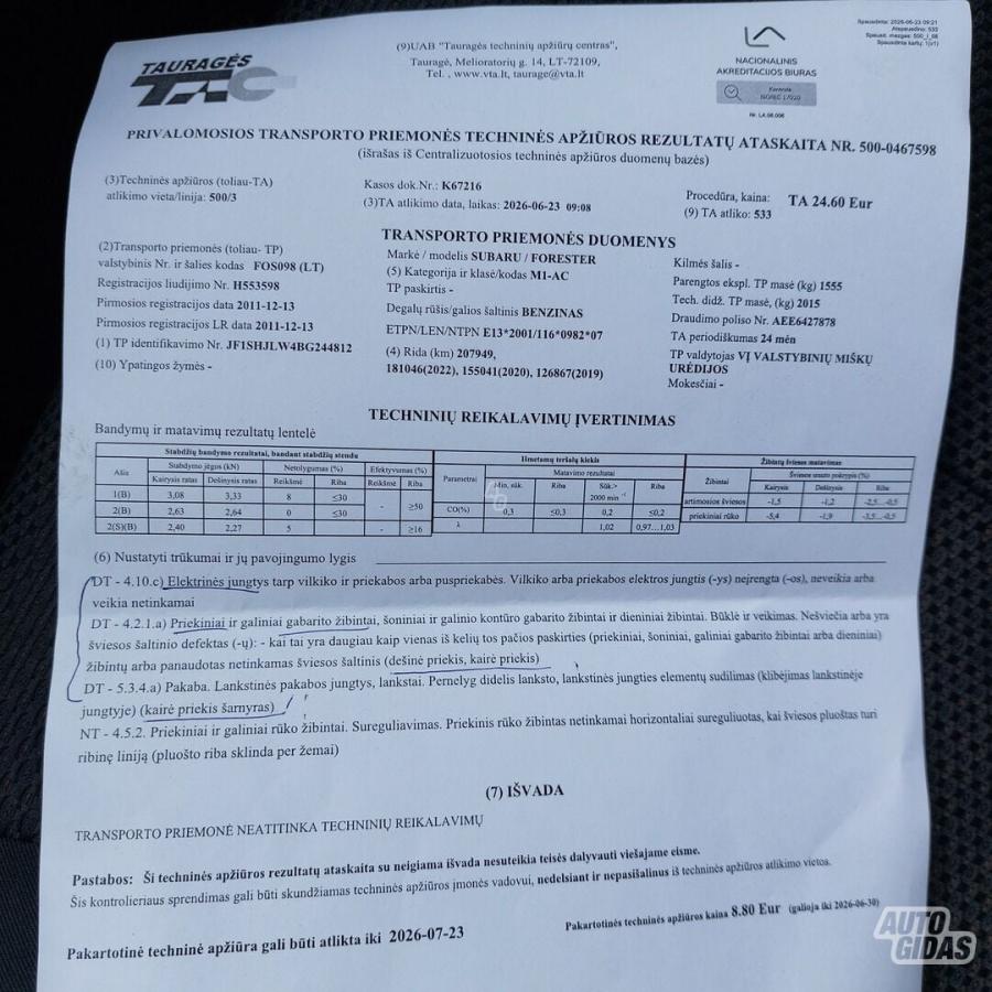 Субару Форестер 2011 в Пагегяй, объемом двигателя 2.00 л и пробегом 208 тыс. км за 4500 €, фото 1 на AUTOMOTO.COM.LV