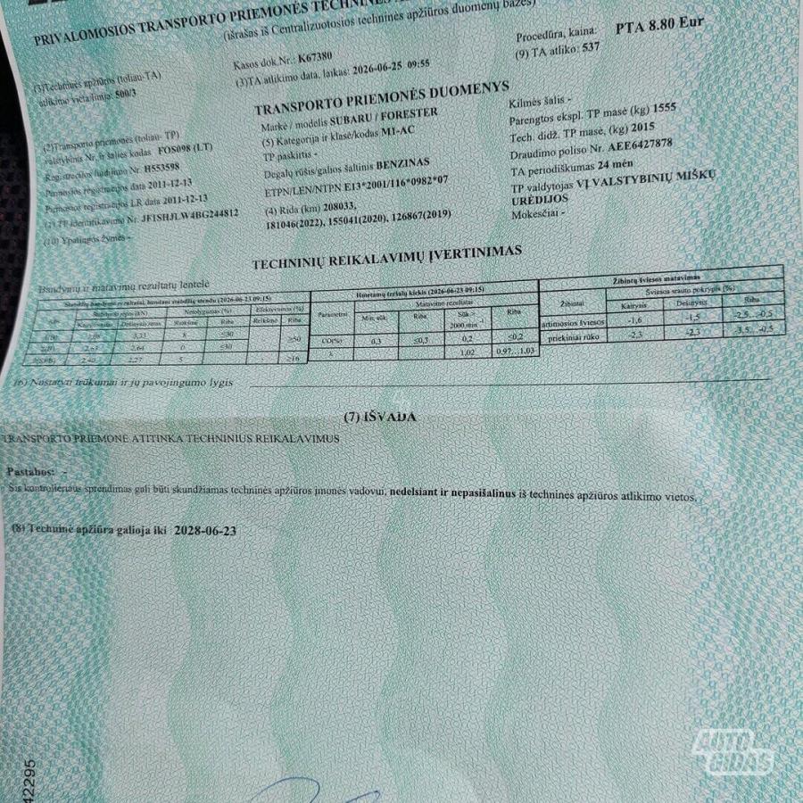 Субару Форестер 2011 в Пагегяй, объемом двигателя 2.00 л и пробегом 208 тыс. км за 4500 €, фото 3 на AUTOMOTO.COM.LV