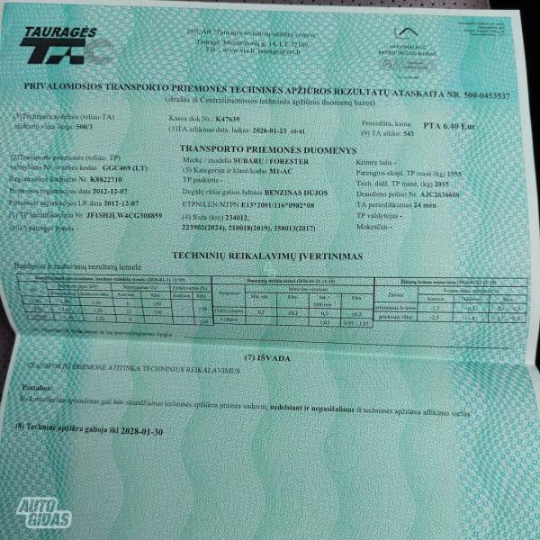 Субару Форестер 2012 в Пагегяй, объемом двигателя 2.00 л и пробегом 248 тыс. км за 5300 €, фото 10 на AUTOMOTO.COM.LV