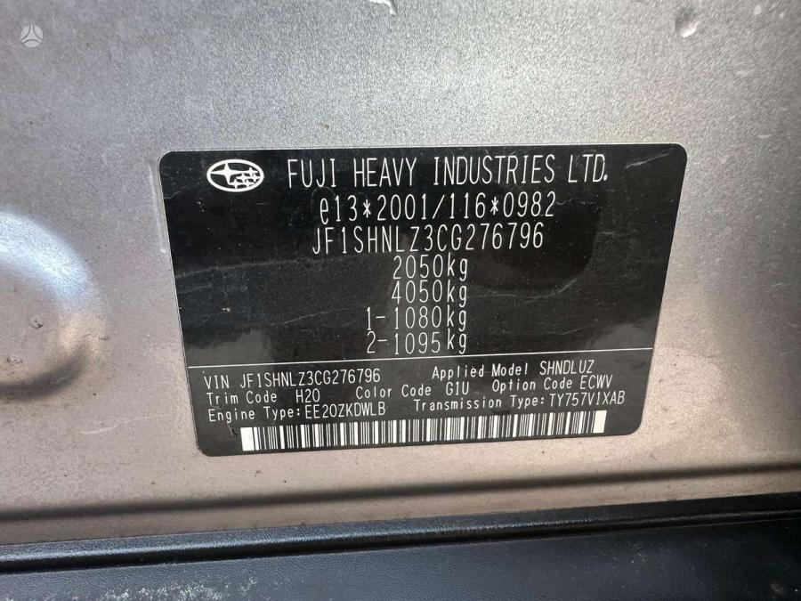 Grey Subaru Forester 2012 in Vilnius, with an engine capacity of 2.00 L and mileage of 236 thousand km for 2100 €, photo 17 on AUTOMOTO.COM.LV