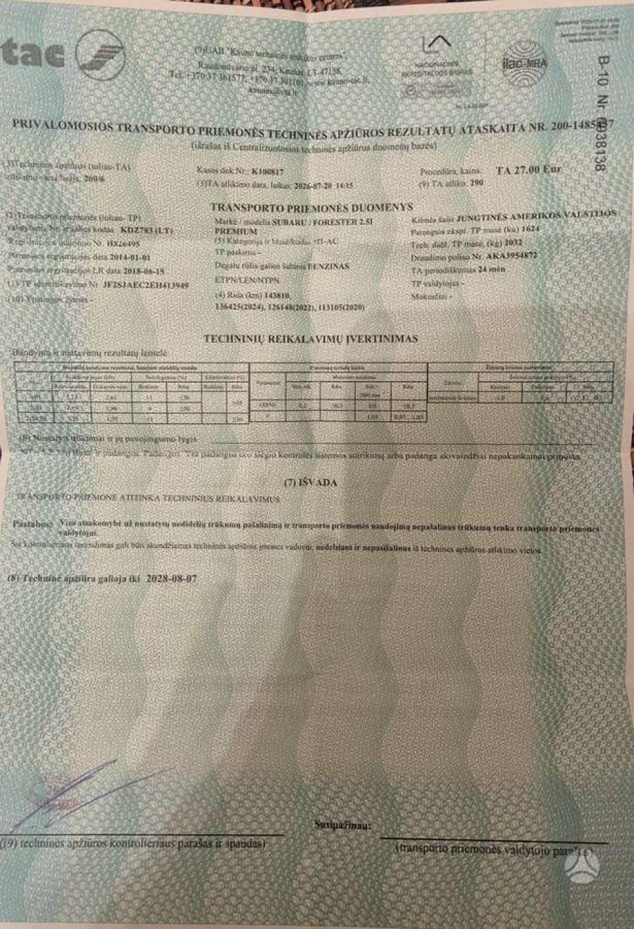 Серый Субару Форестер 2014 в Каунас, объемом двигателя 2.50 л и пробегом 144 тыс. км за 8300 €, фото 20 на AUTOMOTO.COM.LV