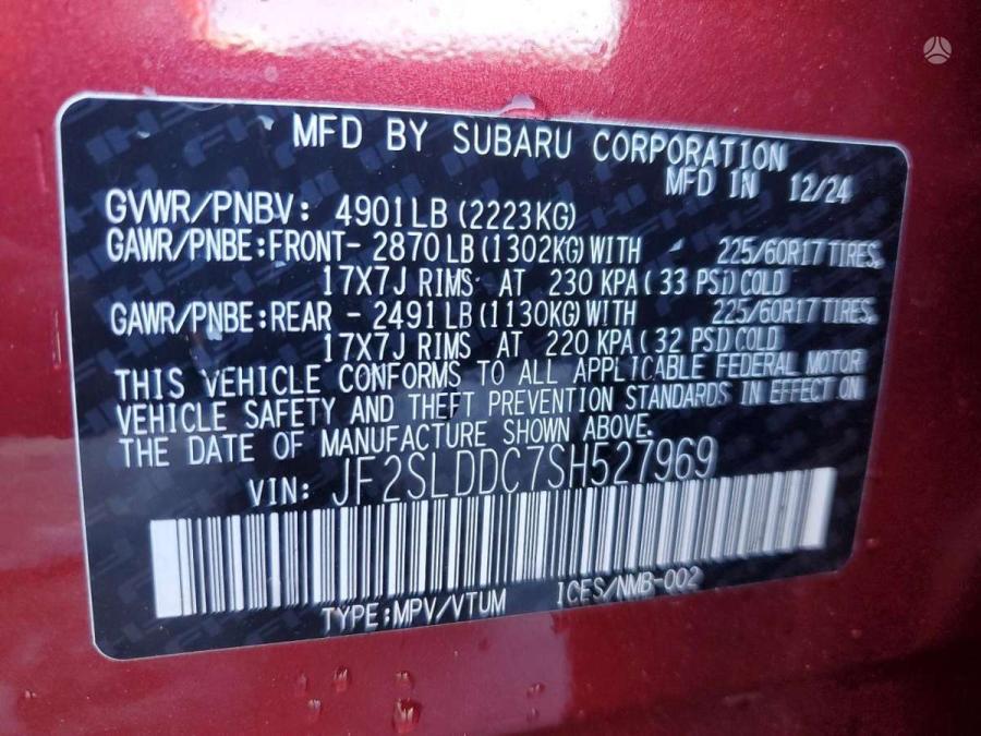 Sarkans Subaru Forester 2025 Viļņa, ar dzinēja tilpumu 2.50 L un nobraukumu 8 tūkst. km par 24250 €, foto 14 vietnē AUTOMOTO.COM.LV