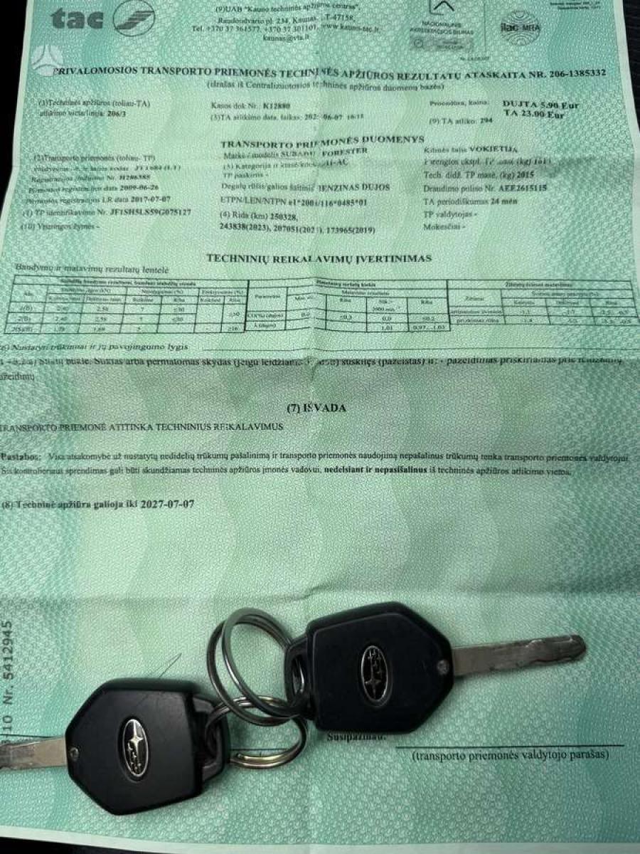 Белый Субару Форестер 2009 в Вильнюс, объемом двигателя 1.99 л и пробегом 251 тыс. км за 4000 €, фото 20 на AUTOMOTO.COM.LV