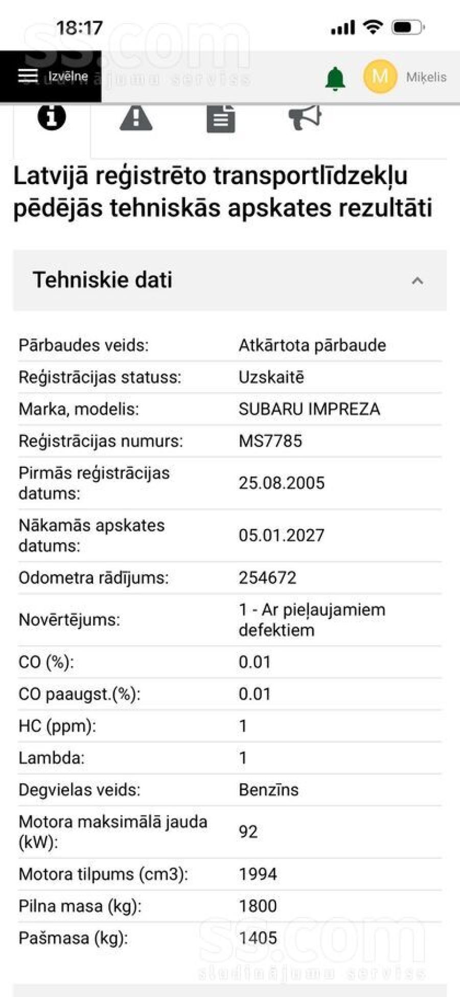 Zils Subaru Impreza 2005 Rīga, ar dzinēja tilpumu 2.00 L un nobraukumu 255 tūkst. km par 2590 €, foto 5 vietnē AUTOMOTO.COM.LV
