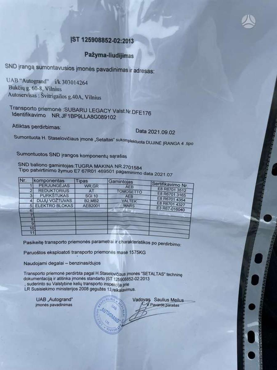 Черный Субару Легаси 2007 в Вильнюс, объемом двигателя 2.46 л и пробегом 192 тыс. км за 2950 €, фото 23 на AUTOMOTO.COM.LV