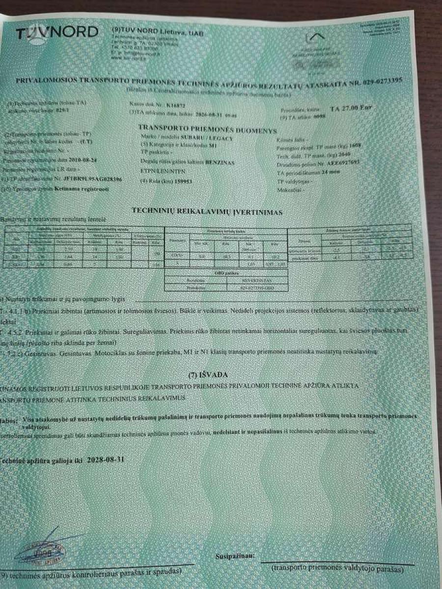 Черный Субару Аутбек 2010 в Вильнюс, объемом двигателя 2.46 л и пробегом 160 тыс. км за 5200 €, фото 15 на AUTOMOTO.COM.LV