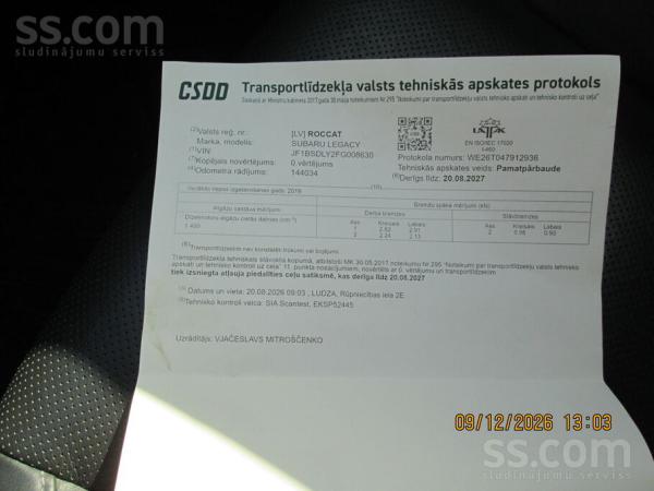 Melns Subaru Outback 2015 Ludza, ar dzinēja tilpumu 2.00 L un nobraukumu 145 tūkst. km par 11000 €, foto 6 vietnē AUTOMOTO.COM.LV