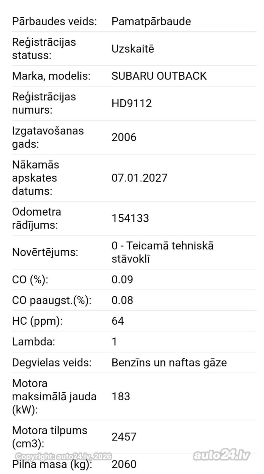 Zils Subaru Outback 2006 Rīga, ar dzinēja tilpumu 2.50 L un nobraukumu 156 tūkst. km par 3700 €, foto 18 vietnē AUTOMOTO.COM.LV