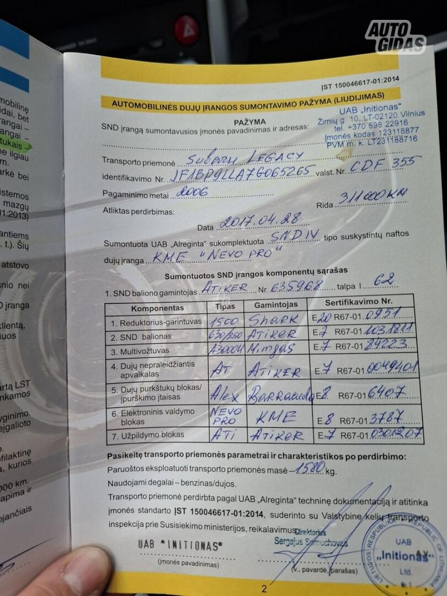 Blue Subaru Outback 2006 in Vilnius, with an engine capacity of 2.50 L and mileage of 483 thousand km for 2200 €, photo 20 on AUTOMOTO.COM.LV