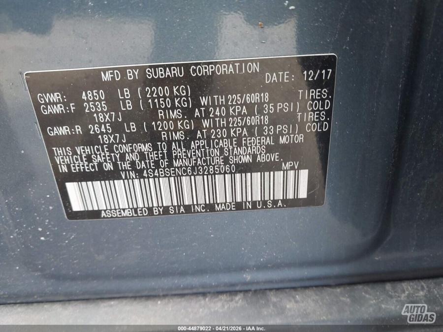 Zils Subaru Outback 2018 Kauņa, ar dzinēja tilpumu 3.60 L un nobraukumu 254 tūkst. km par 8900 €, foto 10 vietnē AUTOMOTO.COM.LV