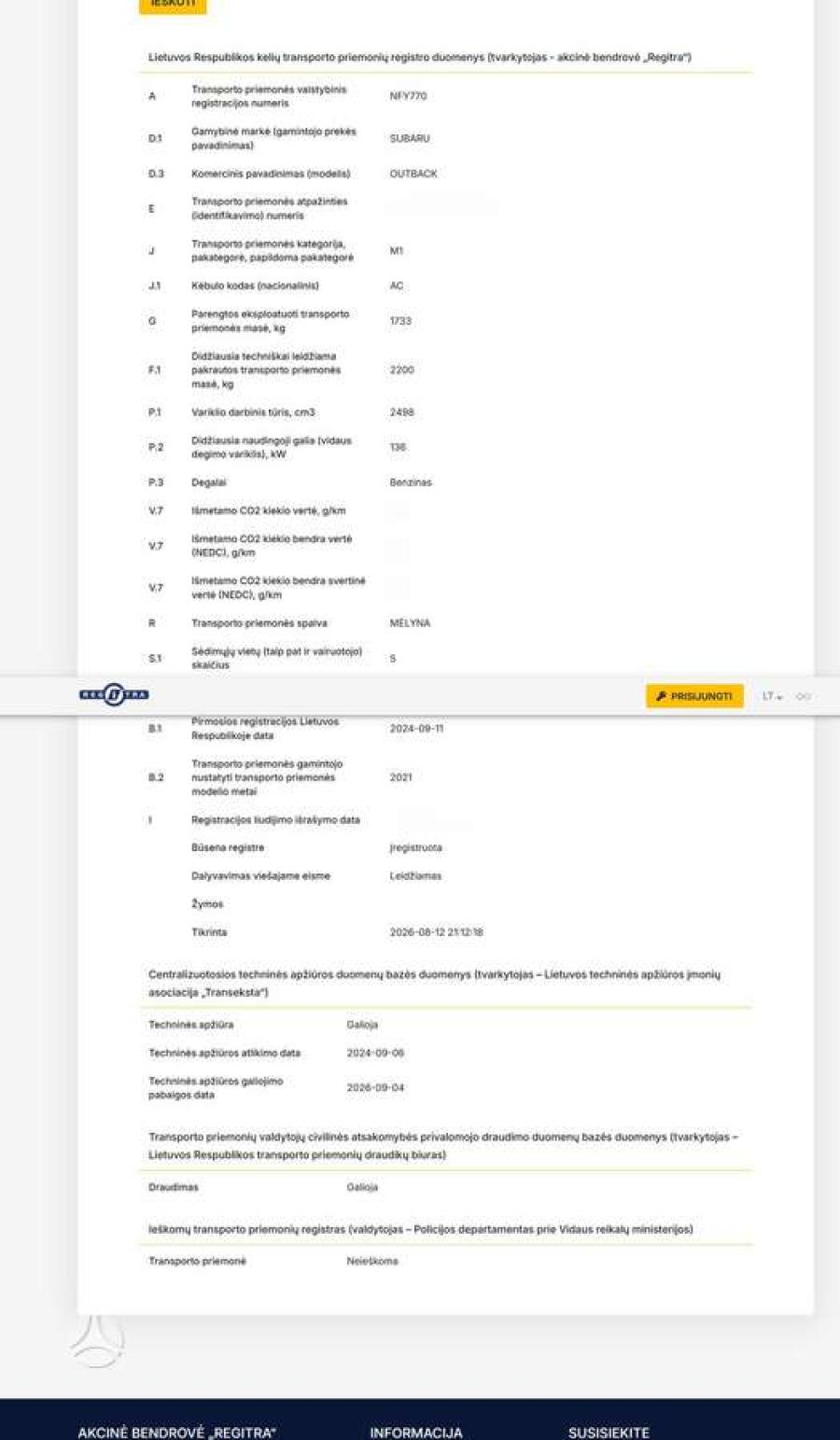 Синий Субару Аутбек 2021 в Клайпеда, объемом двигателя 2.50 л и пробегом 41 тыс. км за 14700 €, фото 28 на AUTOMOTO.COM.LV