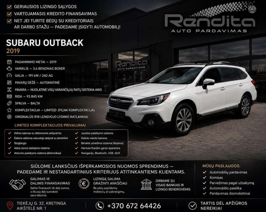 Balts Subaru Outback 2019 Kretinga, ar dzinēja tilpumu 3.60 L un nobraukumu 119 tūkst. km par 17950 €, foto 44 vietnē AUTOMOTO.COM.LV