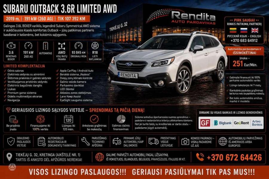 Balts Subaru Outback 2019 Kretinga, ar dzinēja tilpumu 3.60 L un nobraukumu 188 tūkst. km par 17699 €, foto 39 vietnē AUTOMOTO.COM.LV