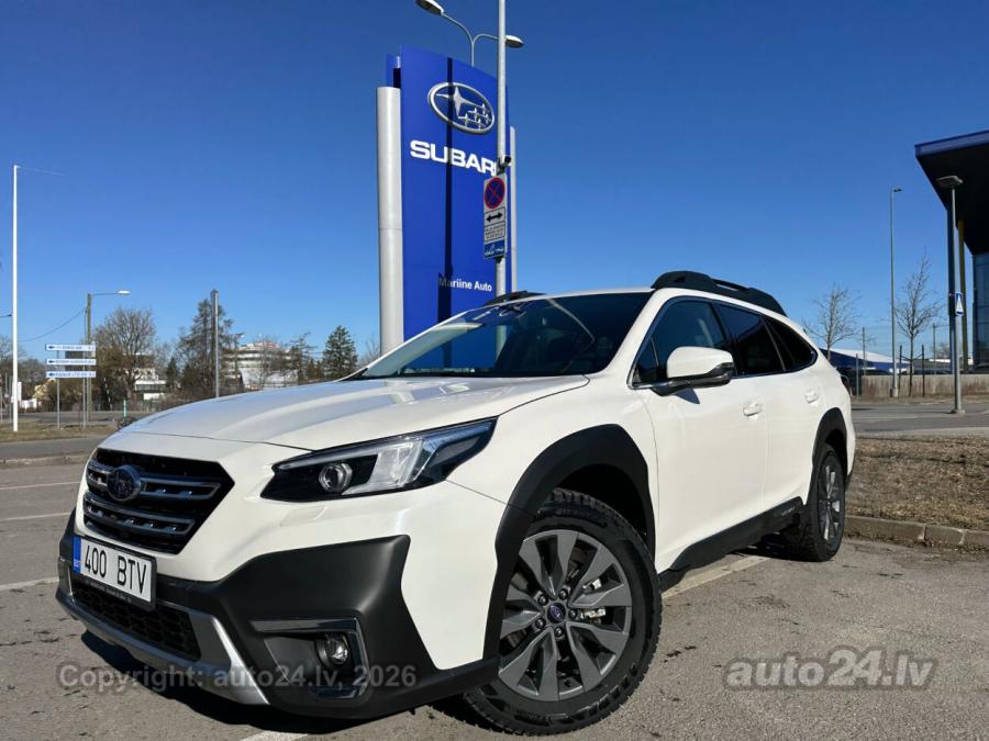 White Subaru Outback 2025 in Tallinn, with an engine capacity of 2.50 L and mileage of 14 thousand km for 37900 €, photo 1 on AUTOMOTO.COM.LV