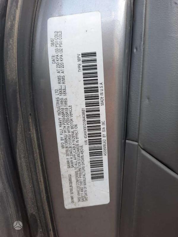 Pelēks Subaru Tribeca 2007 Mažeikiai, ar dzinēja tilpumu 3.63 L un nobraukumu 172 tūkst. km par 4300 €, foto 5 vietnē AUTOMOTO.COM.LV