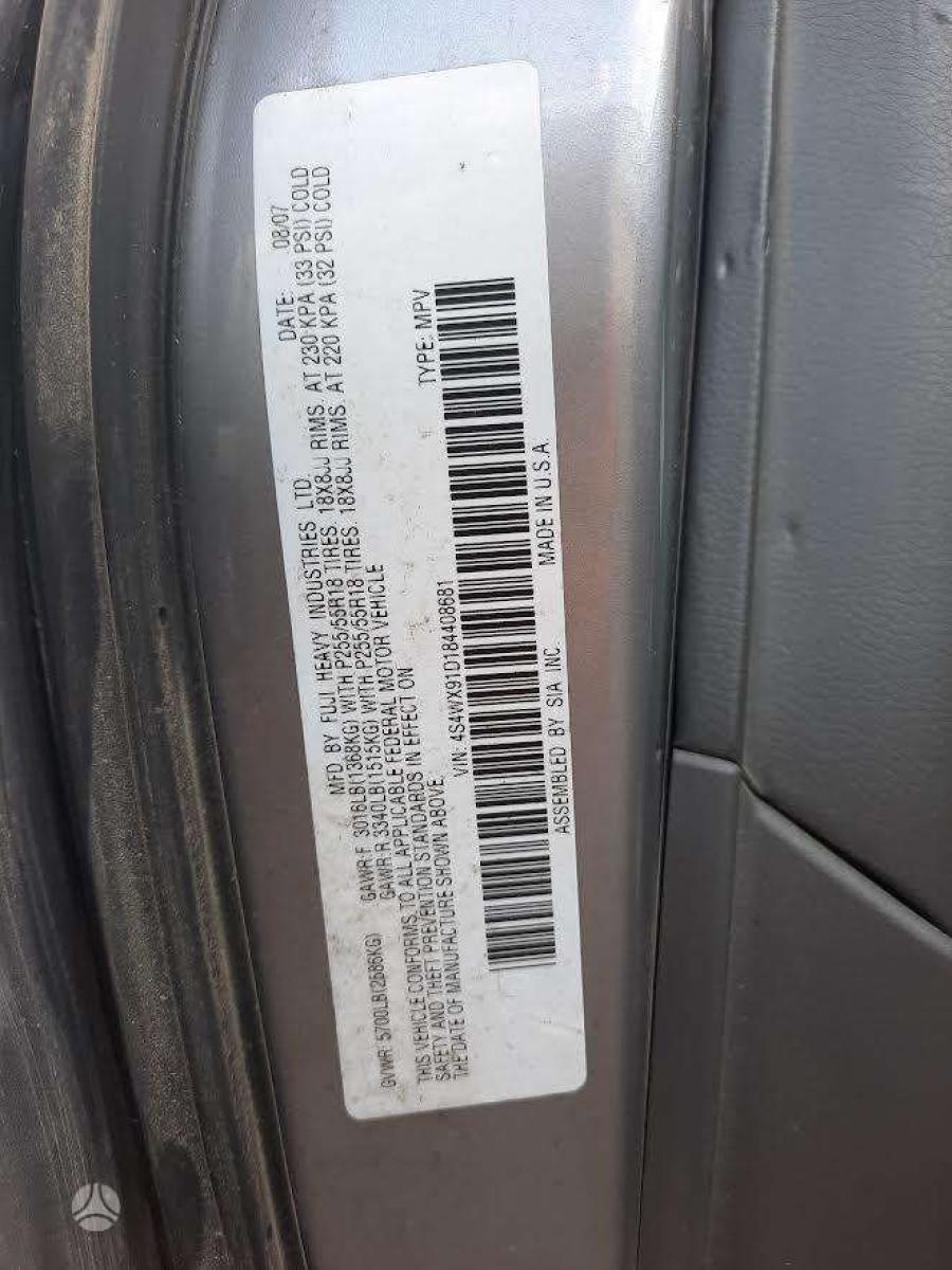Grey Subaru Tribeca 2007 in Mazeikiai, with an engine capacity of 3.63 L and mileage of 172 thousand km for 4300 €, photo 6 on AUTOMOTO.COM.LV
