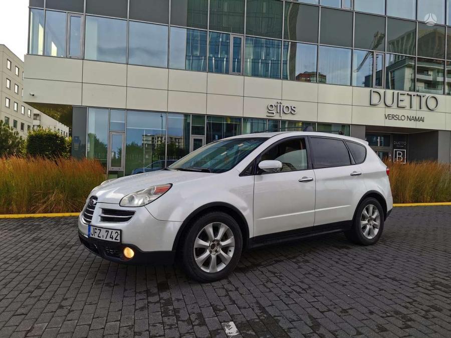 White Subaru Tribeca 2009 in Vilnius, with an engine capacity of 3.00 L and mileage of 215 thousand km for 1990 €, photo 1 on AUTOMOTO.COM.LV