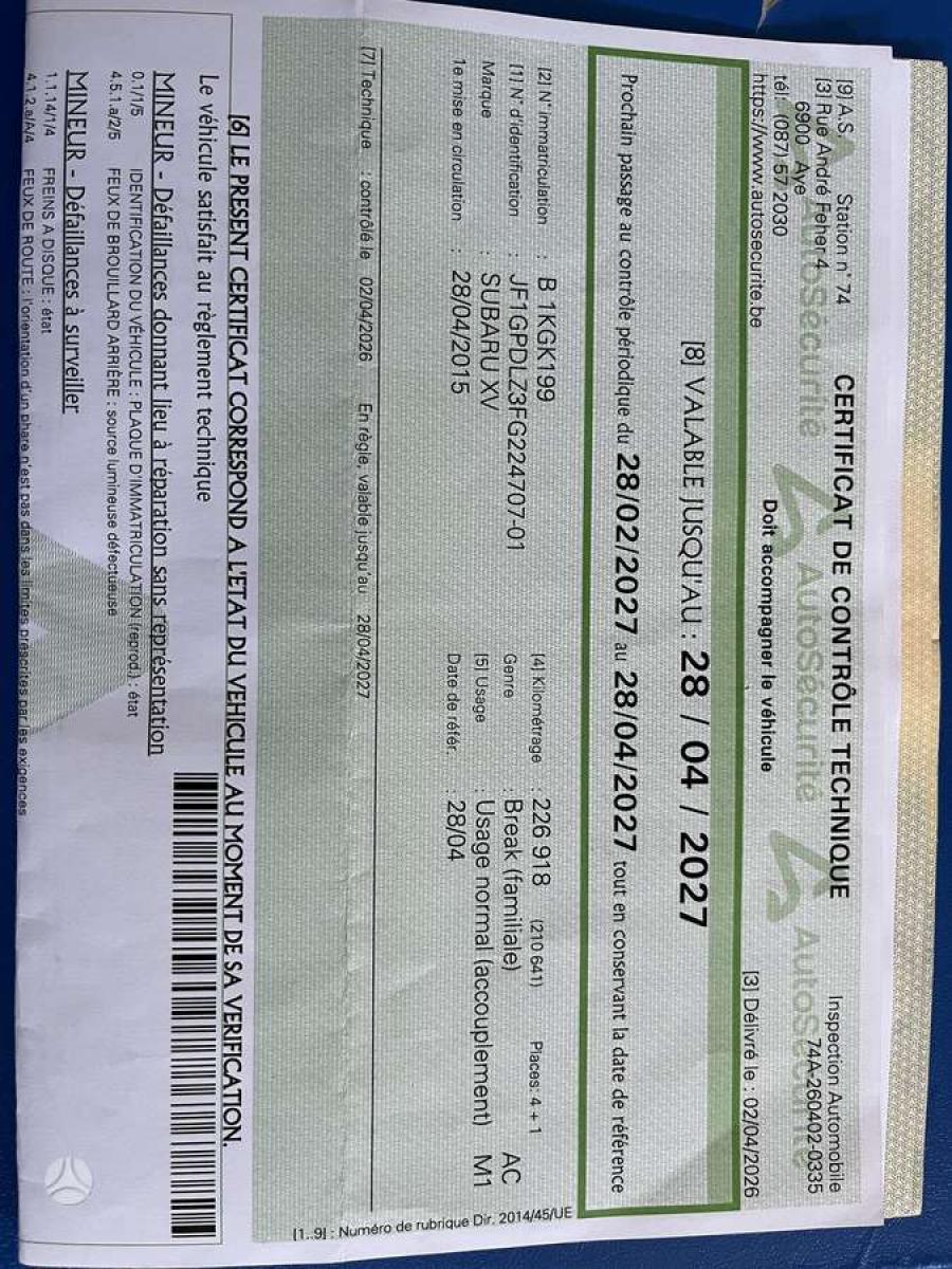 Серый Субару ХВ 2015 в Шяуляй, объемом двигателя 2.00 л и пробегом 220 тыс. км за 5300 €, фото 19 на AUTOMOTO.COM.LV