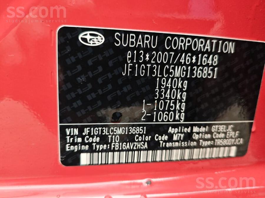 Red Subaru XV 2021 in Jurmala, with an engine capacity of 1.60 L and mileage of 95 thousand km for 16250 €, photo 25 on AUTOMOTO.COM.LV