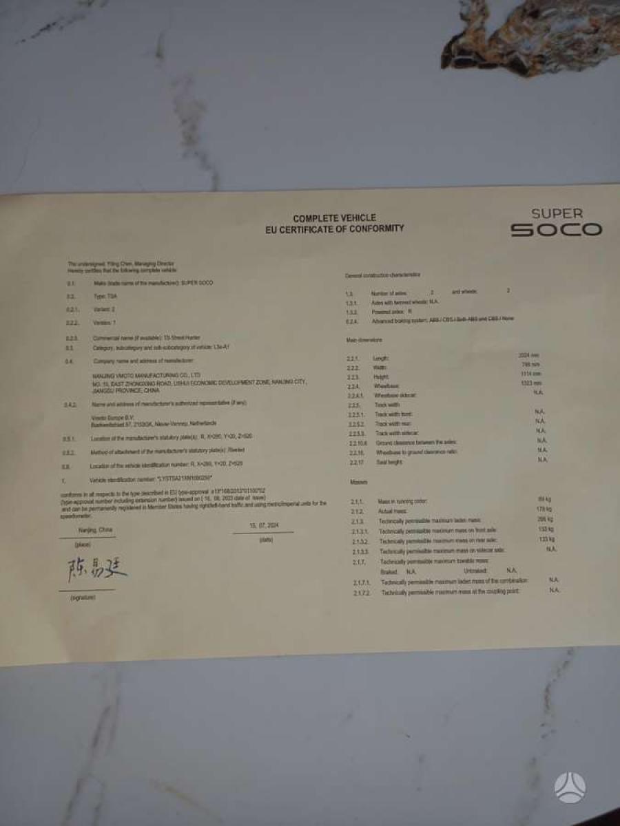 Серый Super SOCO TS 2025 в Клайпеда, объемом двигателя 0.00 л и пробегом 0 тыс. км за 1950 €, фото 13 на AUTOMOTO.COM.LV