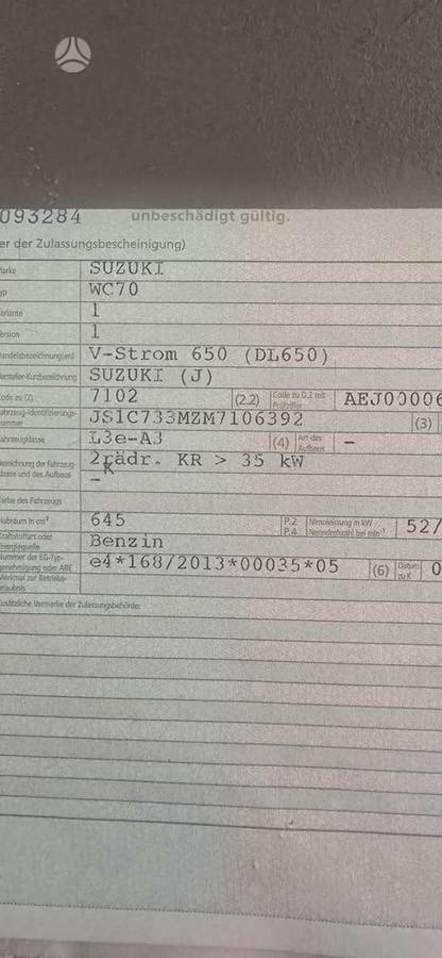 Suzuki DL 2022 in Klaipeda, with an engine capacity of 0.65 L and mileage of 2 thousand km for 8900 €, photo 10 on AUTOMOTO.COM.LV