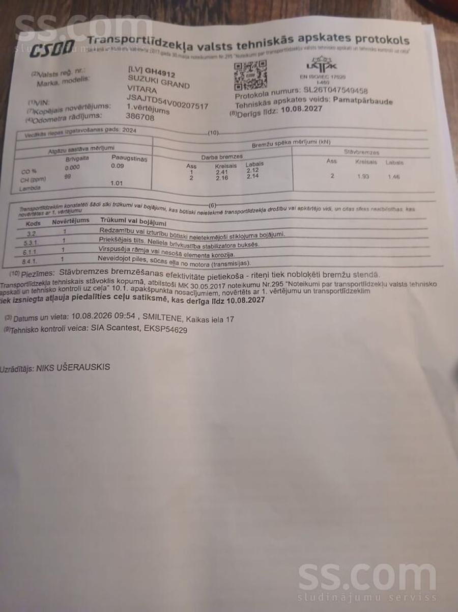 Черный Сузуки Гранд Витара 2007 в Валмиера, объемом двигателя 2.00 л и пробегом 387 тыс. км за 2500 €, фото 13 на AUTOMOTO.COM.LV
