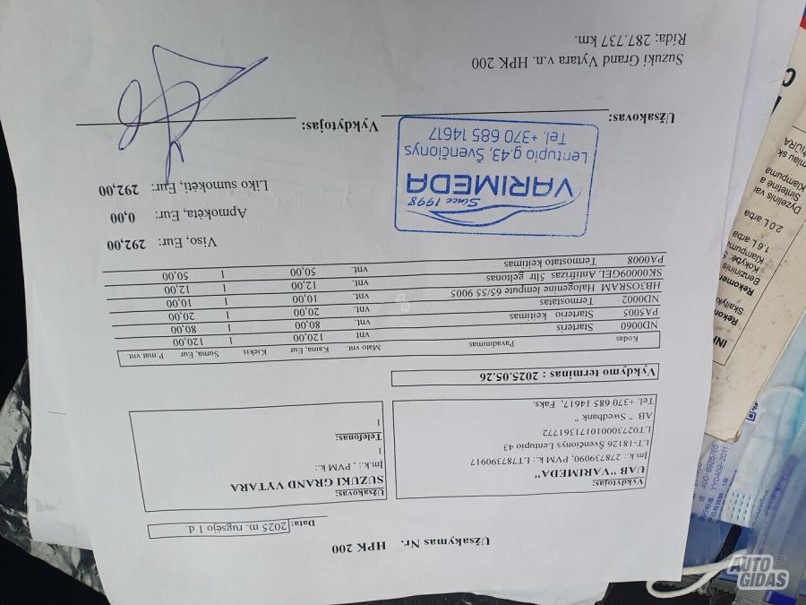 Черный Сузуки Гранд Витара 2015 в Вильнюс, объемом двигателя 2.40 л и пробегом 290 тыс. км за 5300 €, фото 12 на AUTOMOTO.COM.LV
