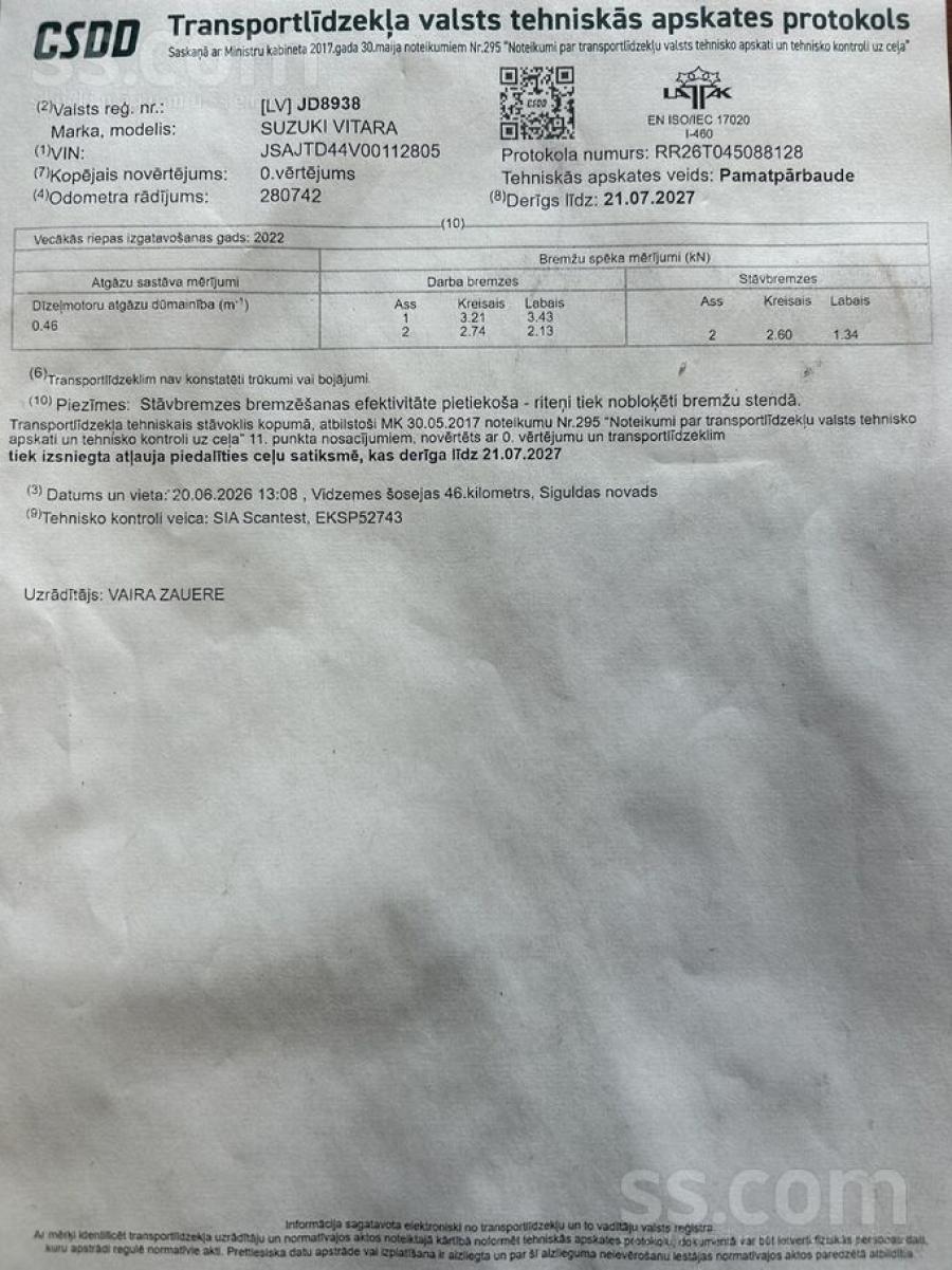Pelēks Suzuki grand-vitara 2006 Rīga, ar dzinēja tilpumu 1.90 L un nobraukumu 283 tūkst. km par 2350 €, foto 10 vietnē AUTOMOTO.COM.LV