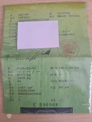 Желтый Сузуки Гранд Витара 2005 в Паневежис, объемом двигателя 2.00 л и пробегом 145 тыс. км за 1500 €, фото 7 на AUTOMOTO.COM.LV