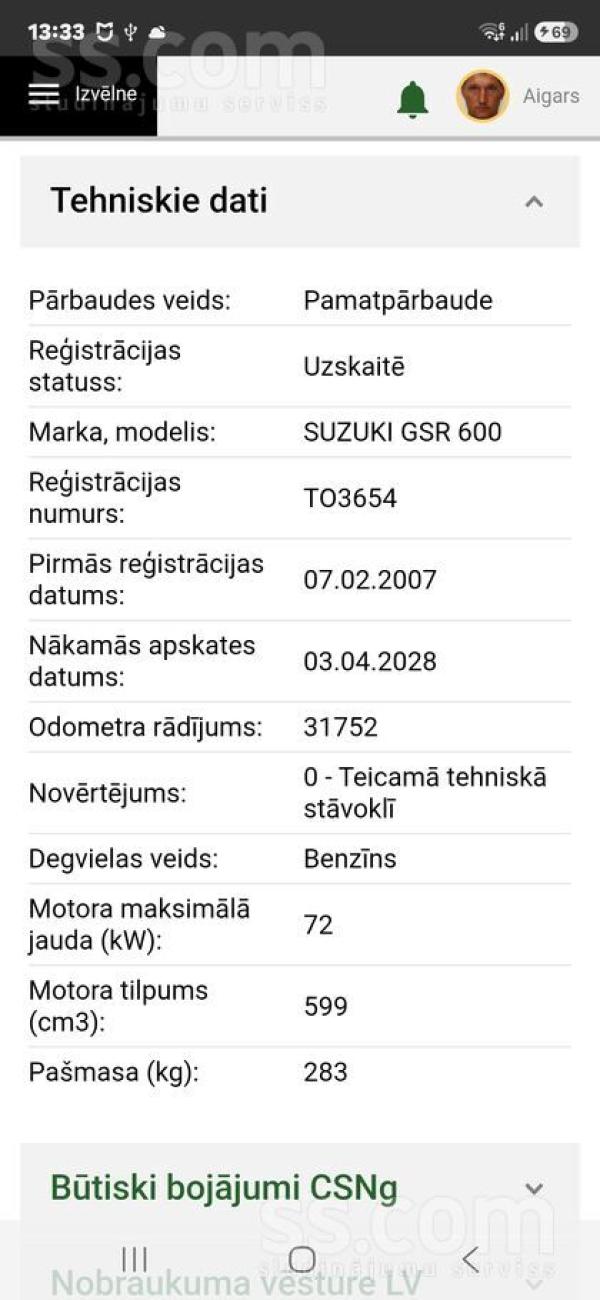 Suzuki GSR 2007 Rīga, ar dzinēja tilpumu 0.60 L un nobraukumu 0 tūkst. km par 3100 €, foto 9 vietnē AUTOMOTO.COM.LV