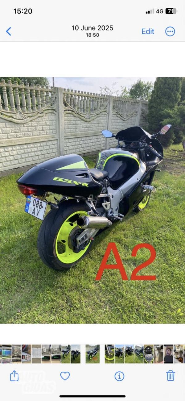 Melns Suzuki GSX-R 2002 Viļņa, ar dzinēja tilpumu 0.60 L un nobraukumu 70 tūkst. km par 1900 €, foto 1 vietnē AUTOMOTO.COM.LV