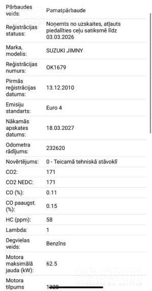 Зеленый Сузуки Джимни 2010 в Рига, объемом двигателя 1.30 л и пробегом 233 тыс. км за 7950 €, фото 33 на AUTOMOTO.COM.LV