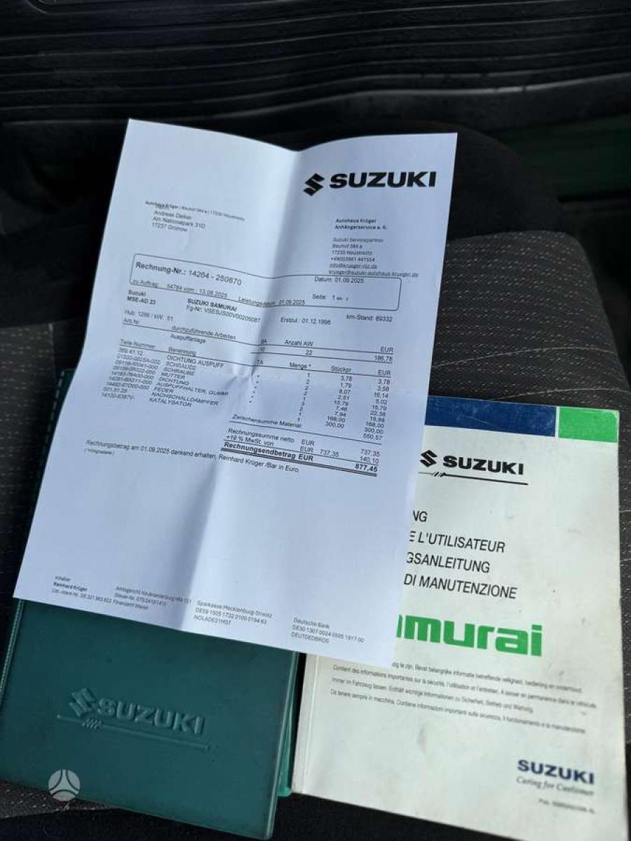 Zaļš Suzuki Samurai 1998 Kelmė, ar dzinēja tilpumu 1.32 L un nobraukumu 139 tūkst. km par 2700 €, foto 16 vietnē AUTOMOTO.COM.LV