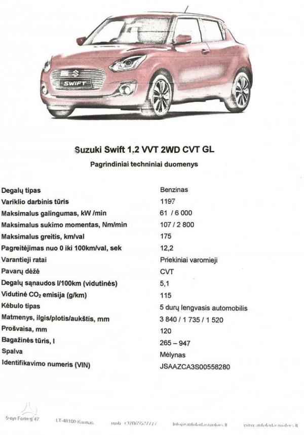 Blue Suzuki Swift 2022 in Vilnius, with an engine capacity of 1.20 L and mileage of 21 thousand km for 11200 €, photo 9 on AUTOMOTO.COM.LV