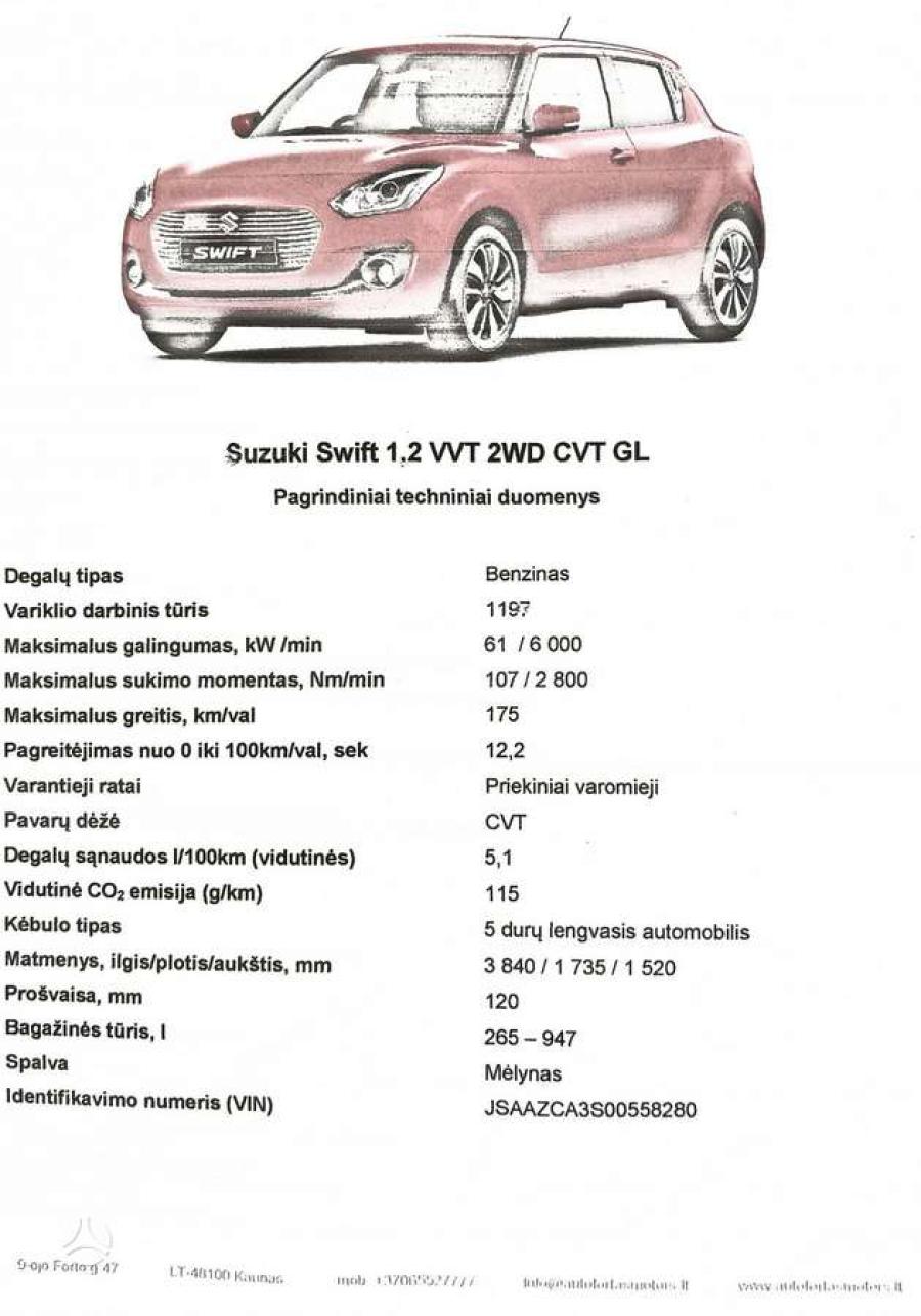 Blue Suzuki Swift 2022 in Vilnius, with an engine capacity of 1.20 L and mileage of 21 thousand km for 11200 €, photo 10 on AUTOMOTO.COM.LV