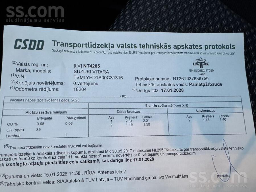 Pelēks Suzuki Vitara 2024 Rīga, ar dzinēja tilpumu 1.40 L un nobraukumu 23 tūkst. km par 20800 €, foto 19 vietnē AUTOMOTO.COM.LV