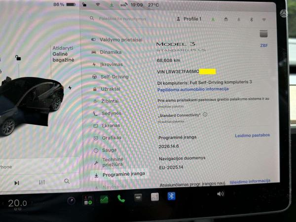 Black Tesla Model 3 2021 in Kaunas, with an engine capacity of 0.00 L and mileage of 69 thousand km for 21500 €, photo 9 on AUTOMOTO.COM.LV