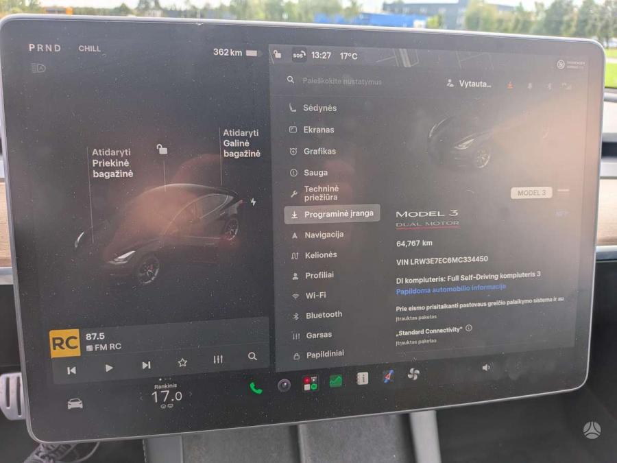 Melns Tesla Model 3 2021 Kauņa, ar dzinēja tilpumu 0.00 L un nobraukumu 65 tūkst. km par 24500 €, foto 10 vietnē AUTOMOTO.COM.LV