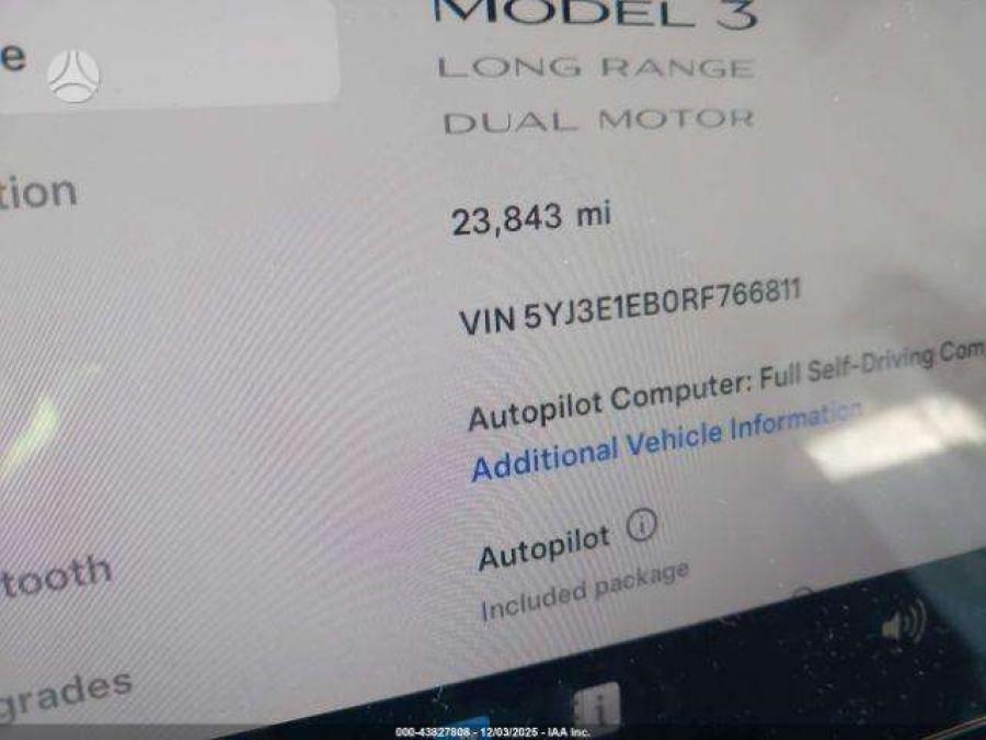 Melns Tesla Model 3 2024 Klaipėda, ar dzinēja tilpumu 0.00 L un nobraukumu 24 tūkst. km par 10100 €, foto 7 vietnē AUTOMOTO.COM.LV